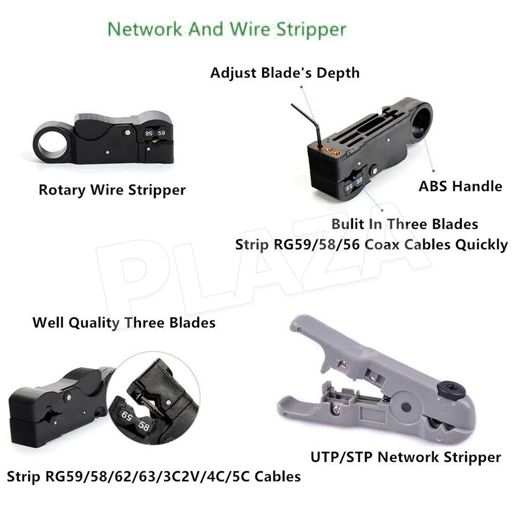 Analyzer Network Cable Tool Kit LAN Crimper Down Wire Stripper Cat5 6 ...